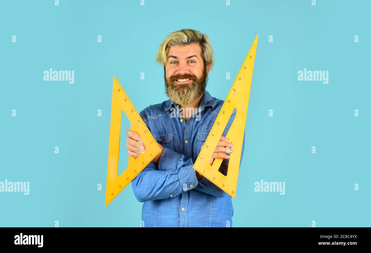 Studying math. Education concept. Drawing lesson. Measurement tool ...