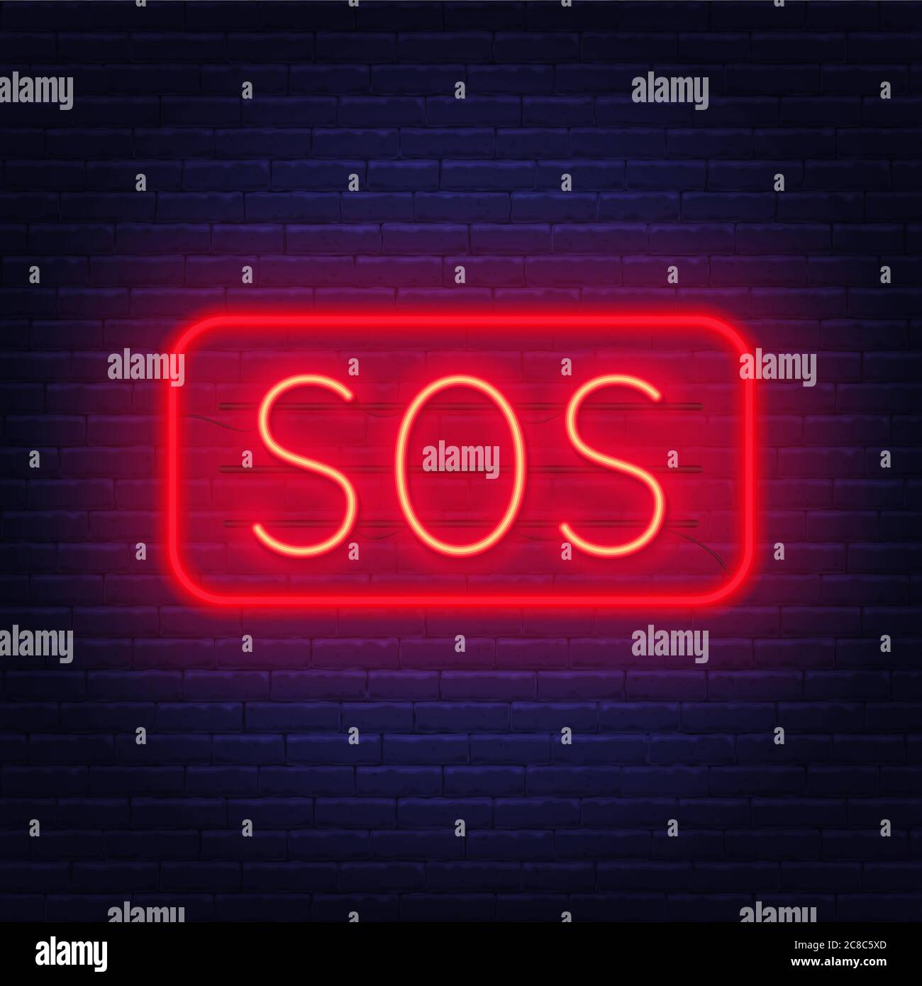 Neon sign SOS. The inscription on a dark background Stock Vector Image ...