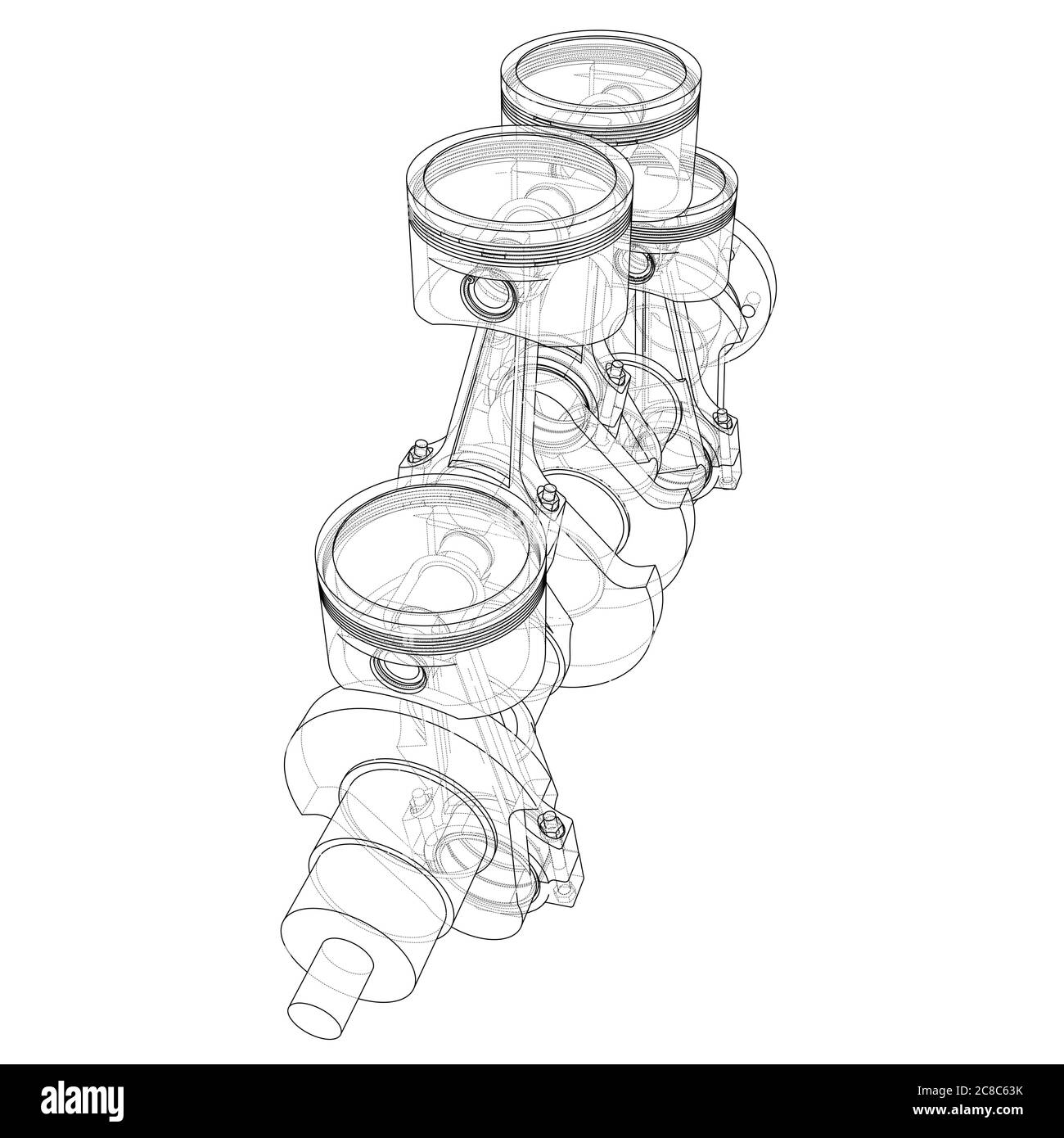 Engine pistons outline. 3d illustration Stock Photo - Alamy