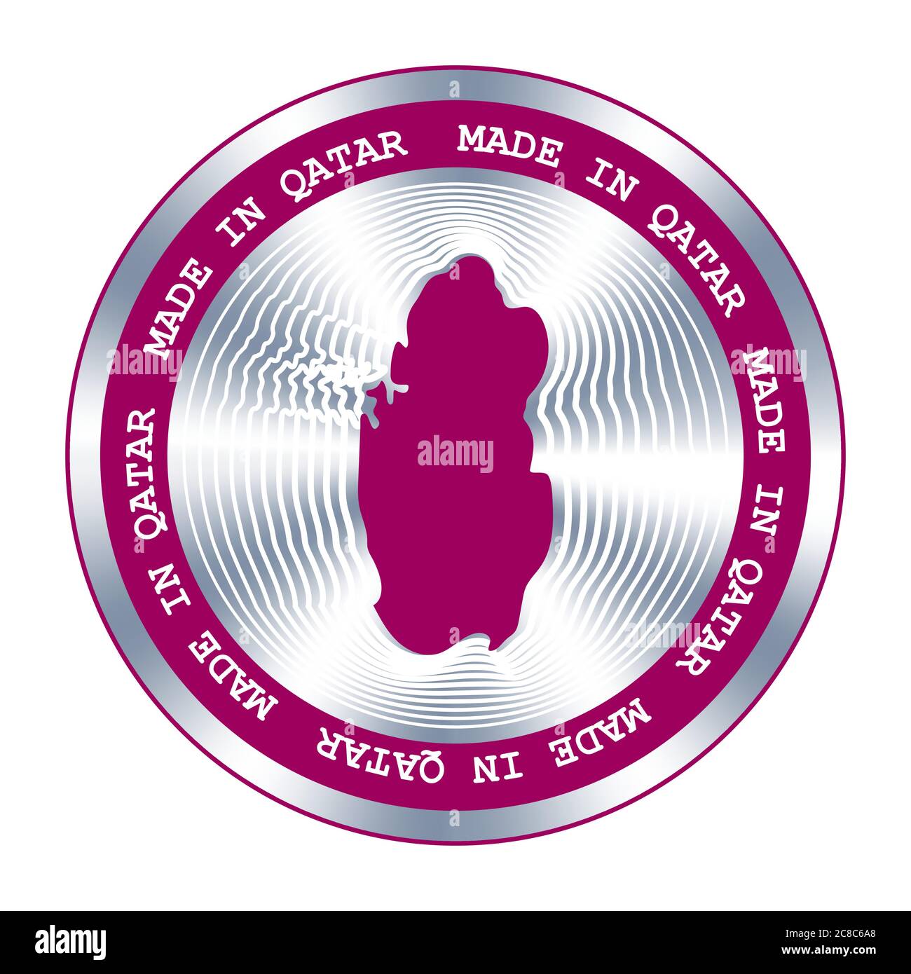 Made in Qatar seal or stamp. Round hologram sign for label design and ...