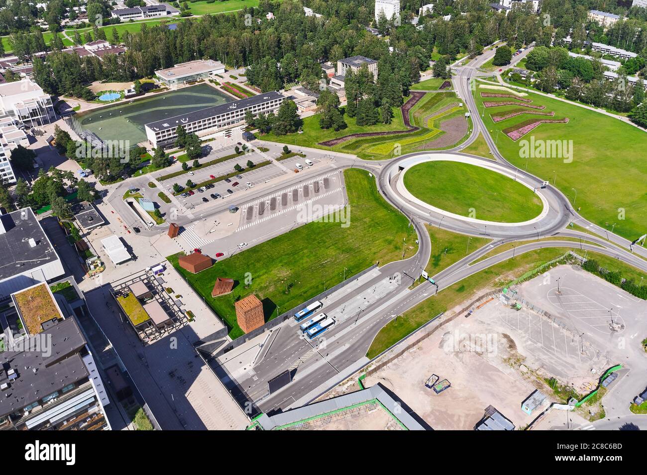 Aerial view of Tapiola district of Espoo, Finland. View of ...