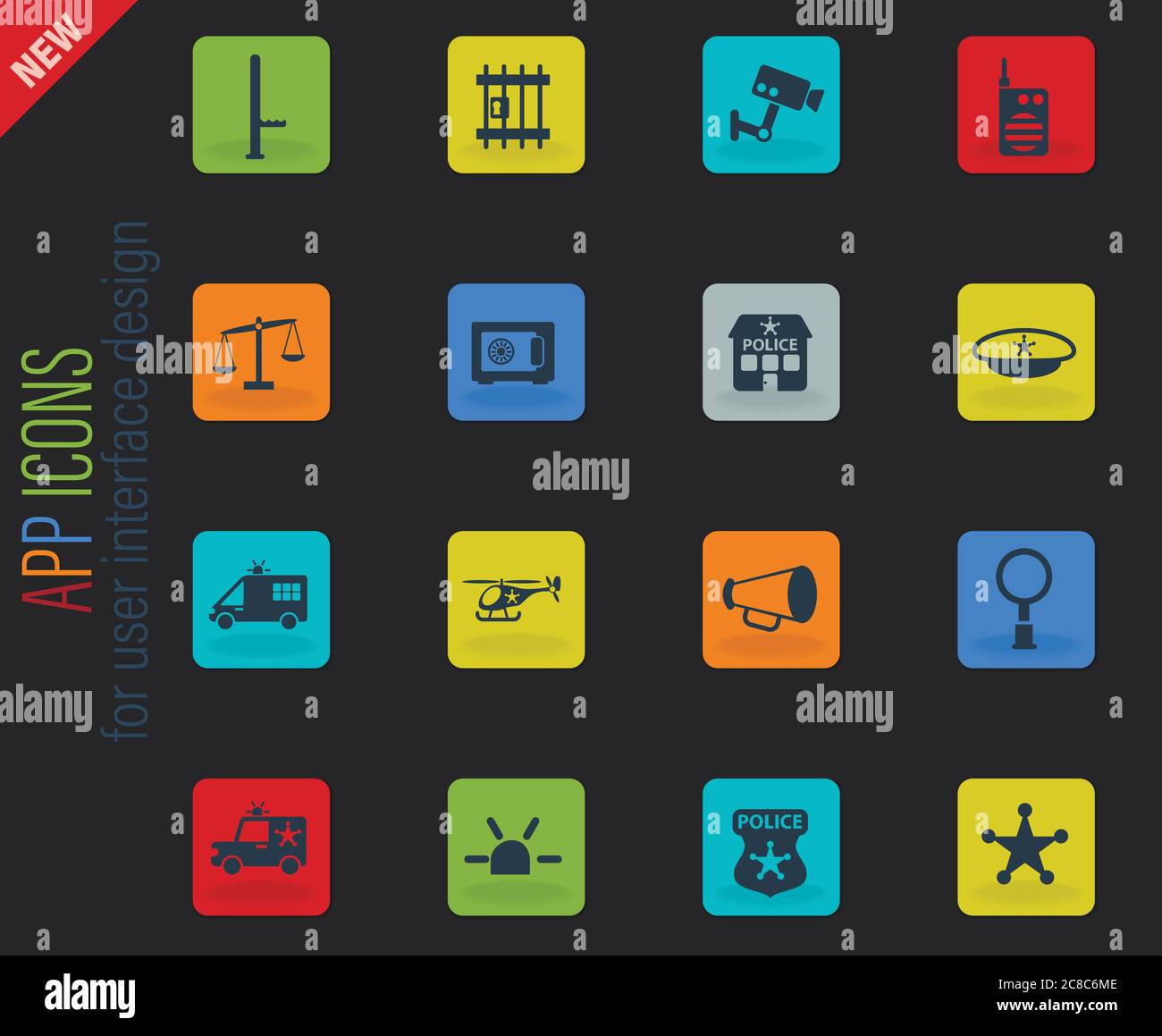 police department icon set Stock Vector Image & Art - Alamy