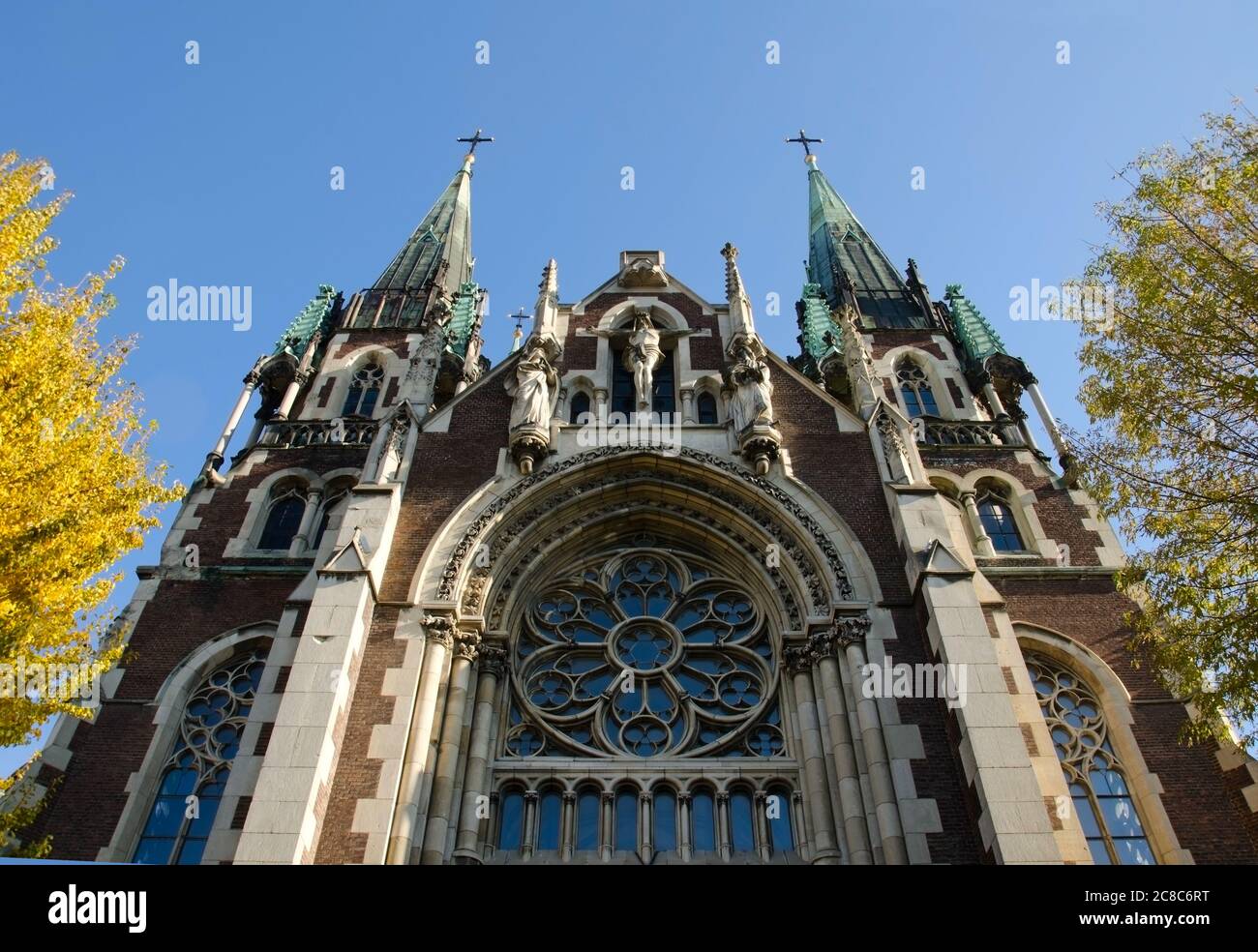 Bottom view on the Catholic church of St. Elisabeth, Church of St. Olha ...