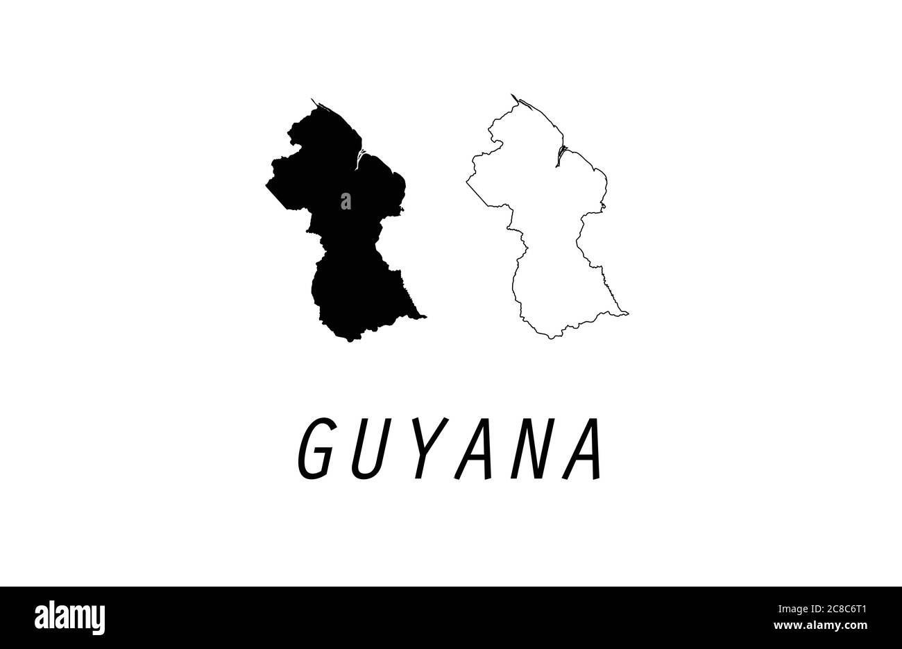 Guyana map outline vector illustration Stock Vector Image & Art - Alamy