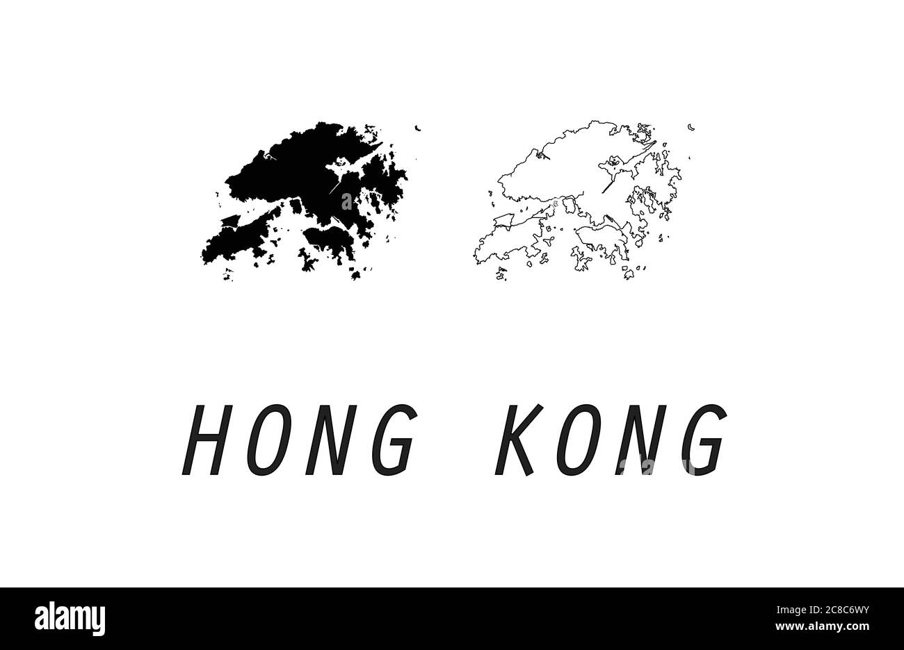 Hong Kong map outline vector illustration Stock Vector Image & Art - Alamy