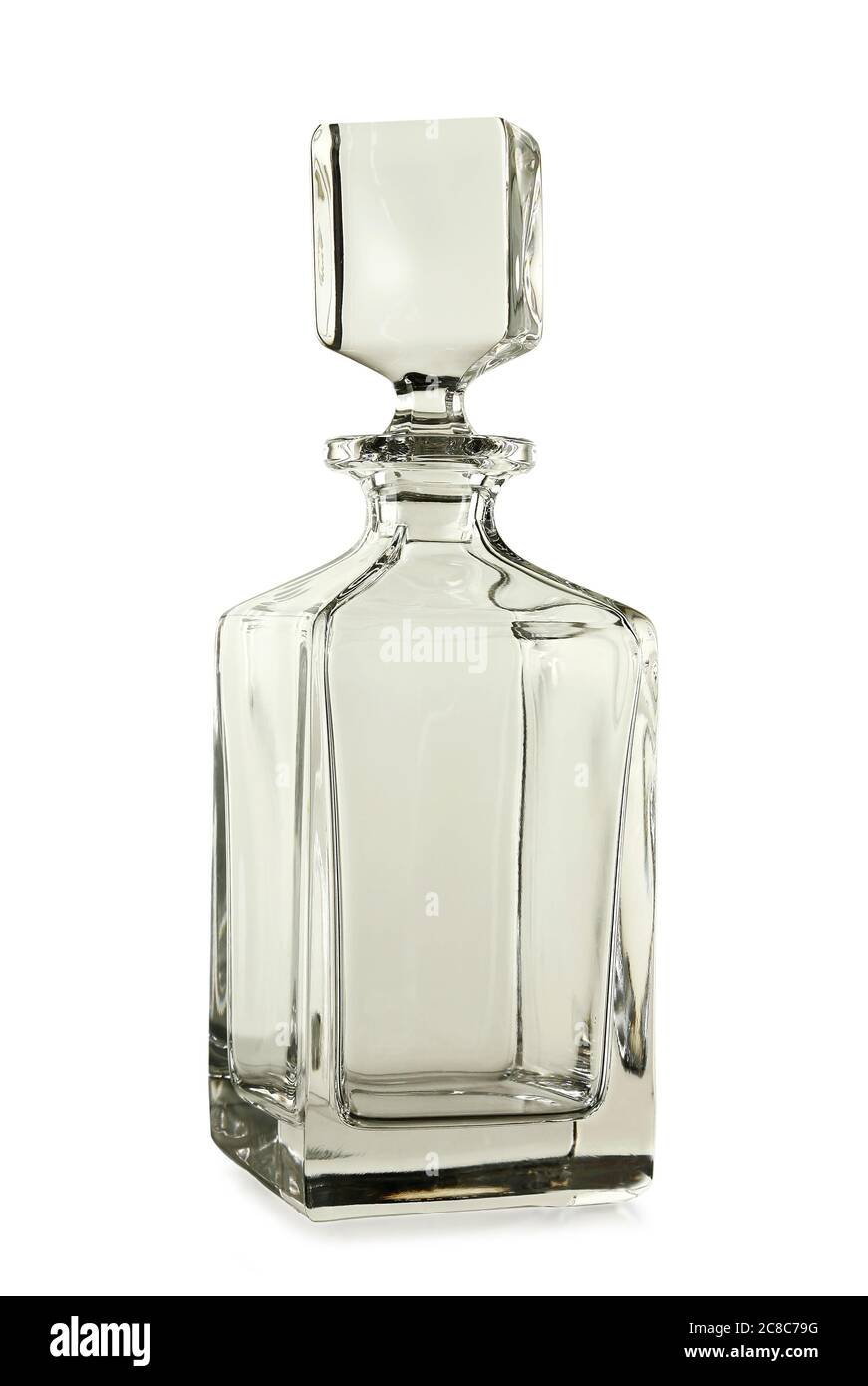 empty crystal decanter on white Stock Photo - Alamy