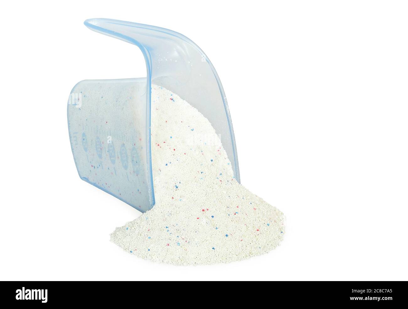 measuring cup and washing powder on white Stock Photo - Alamy