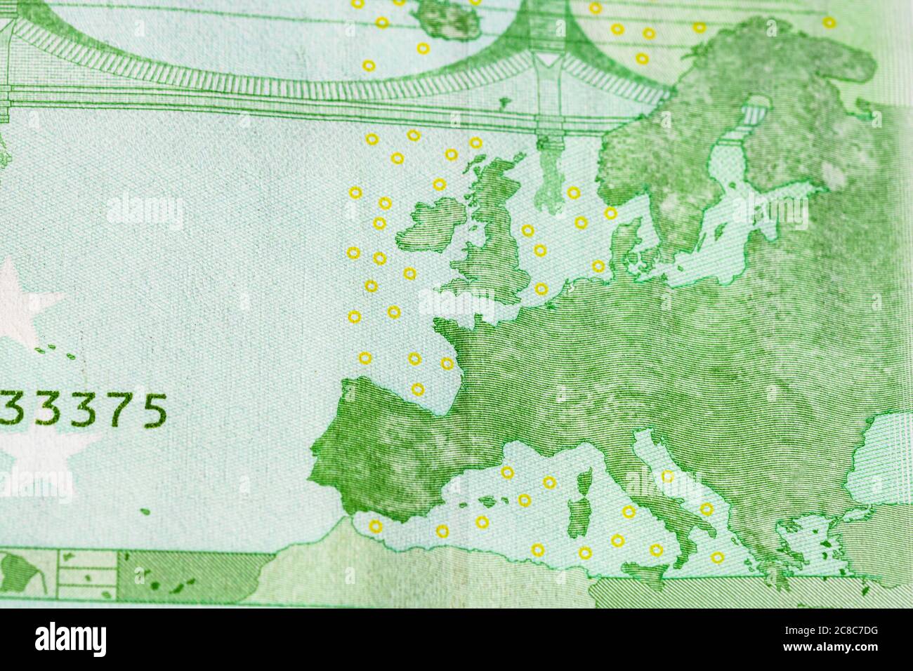 Selective focus on detail of euro banknotes. Close up macro detail of ...