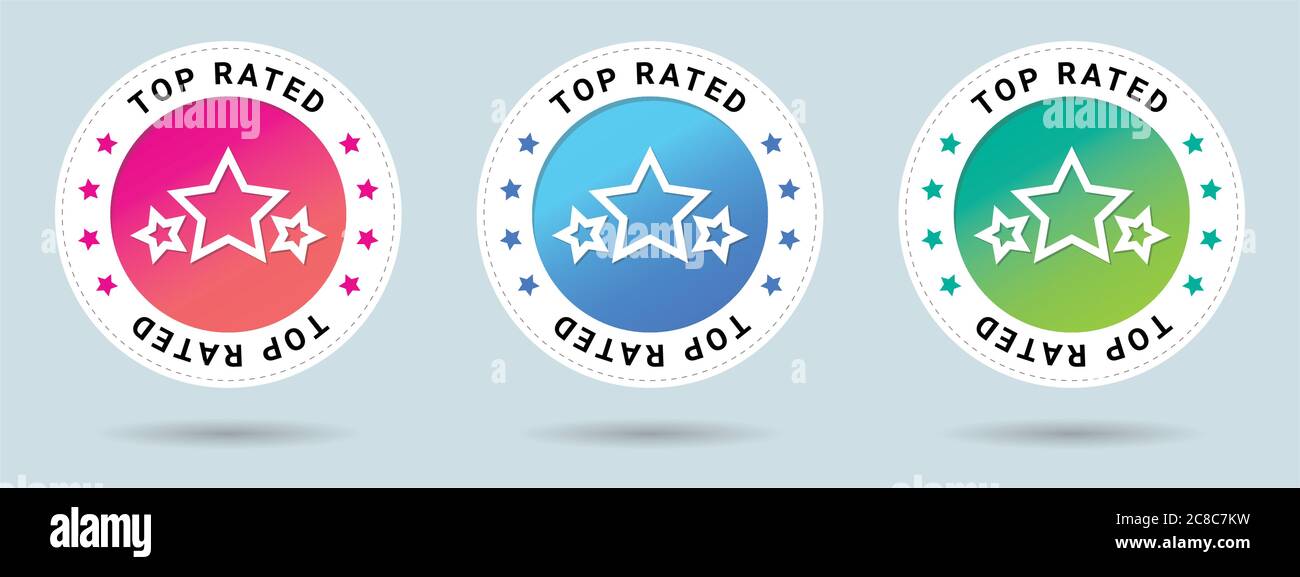 Top rated stamp vector illustration. Vector certificate icon. Set of 3 ...