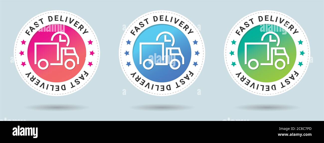 Fast delivery stamp vector illustration. Vector certificate icon. Set ...