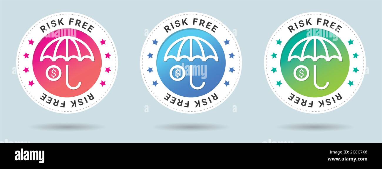 Risk free stamp vector illustration. Vector certificate icon. Set of 3 ...