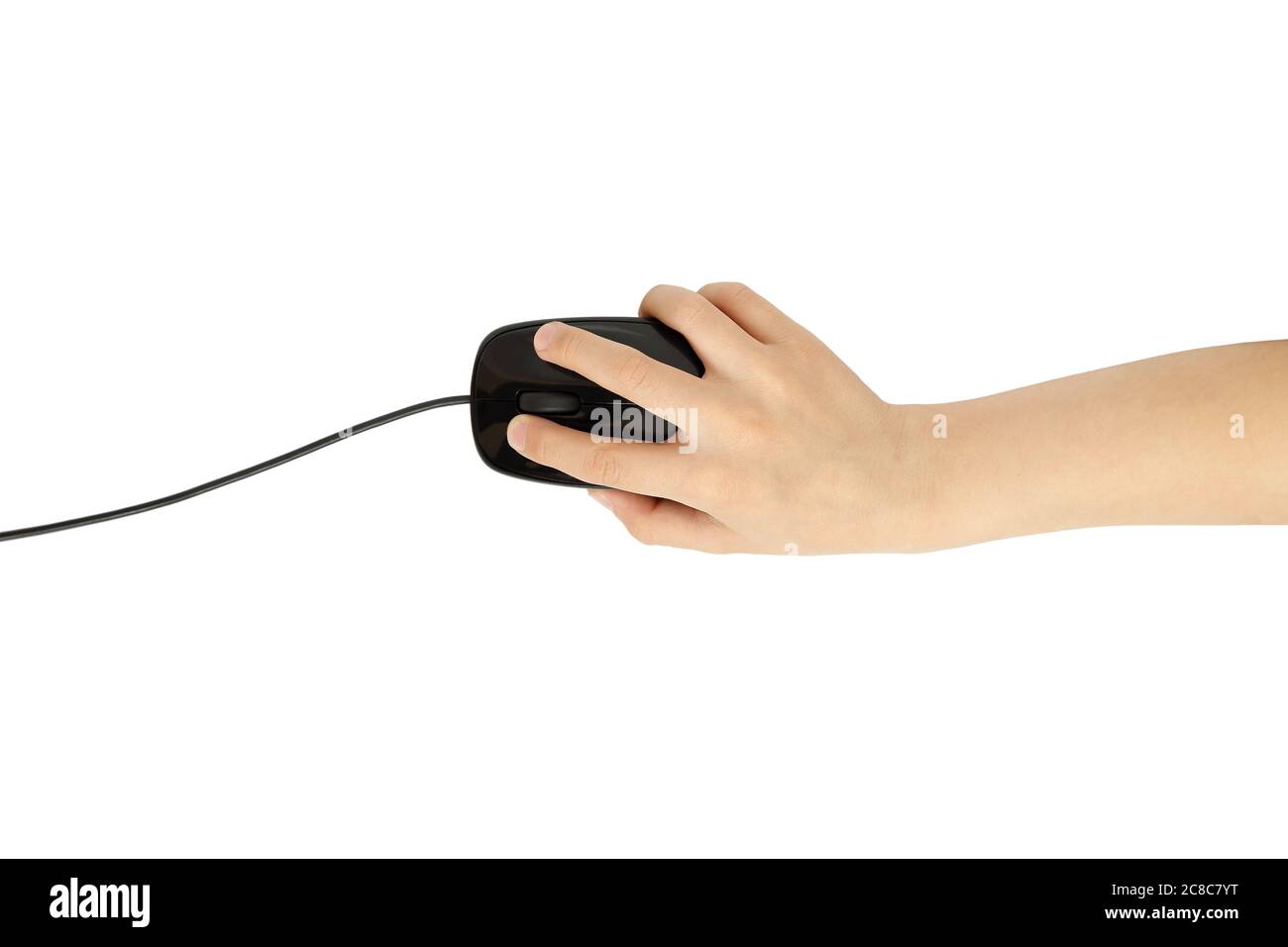 boy's hand on computer mouse isolated Stock Photo - Alamy