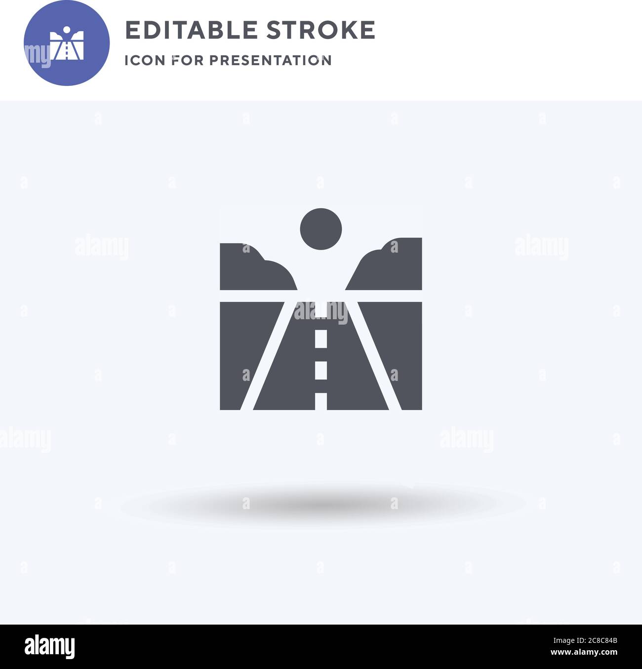 Road icon vector, filled flat sign, solid pictogram isolated on white ...