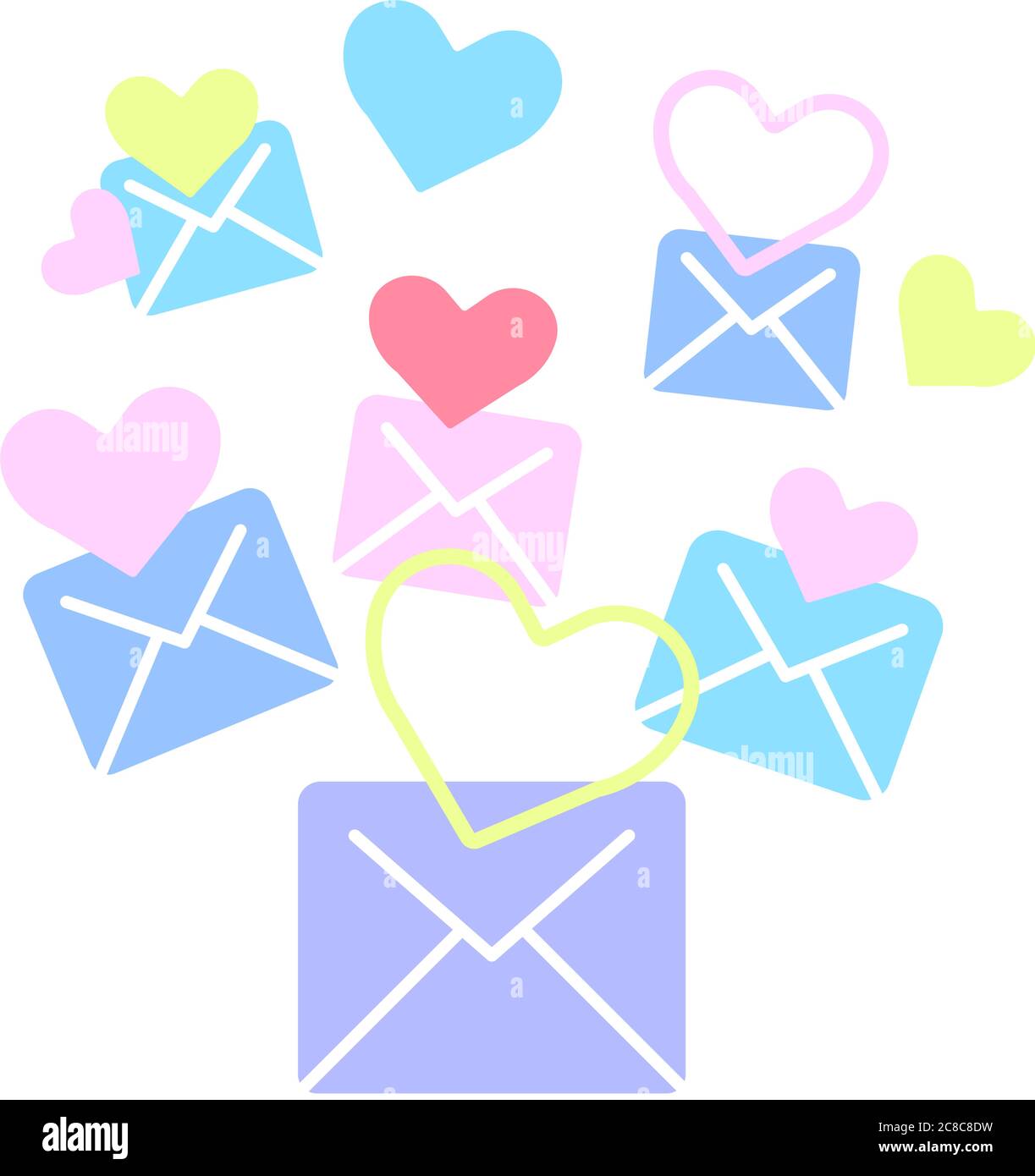 Colored envelopes with valentine hearts, vector Stock Vector Image ...