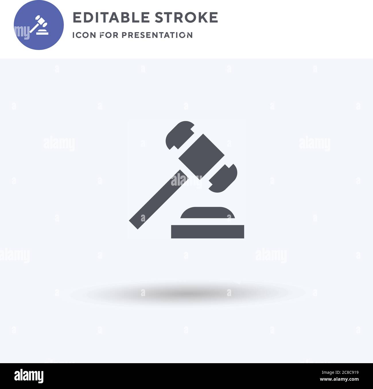 Gavel icon vector, filled flat sign, solid pictogram isolated on white ...