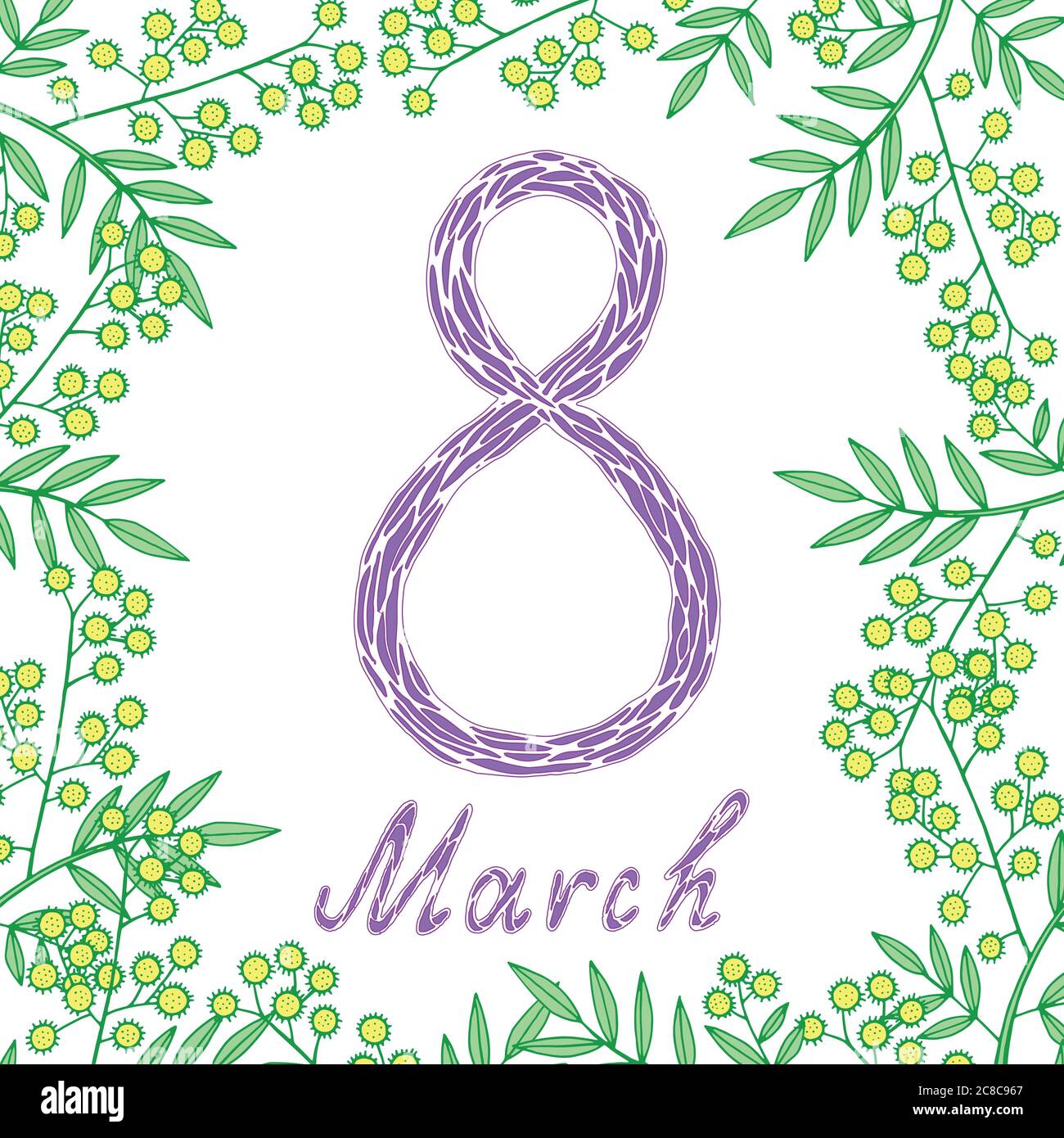 International Women's Day - greeting card. March, 8th doodle floral ...