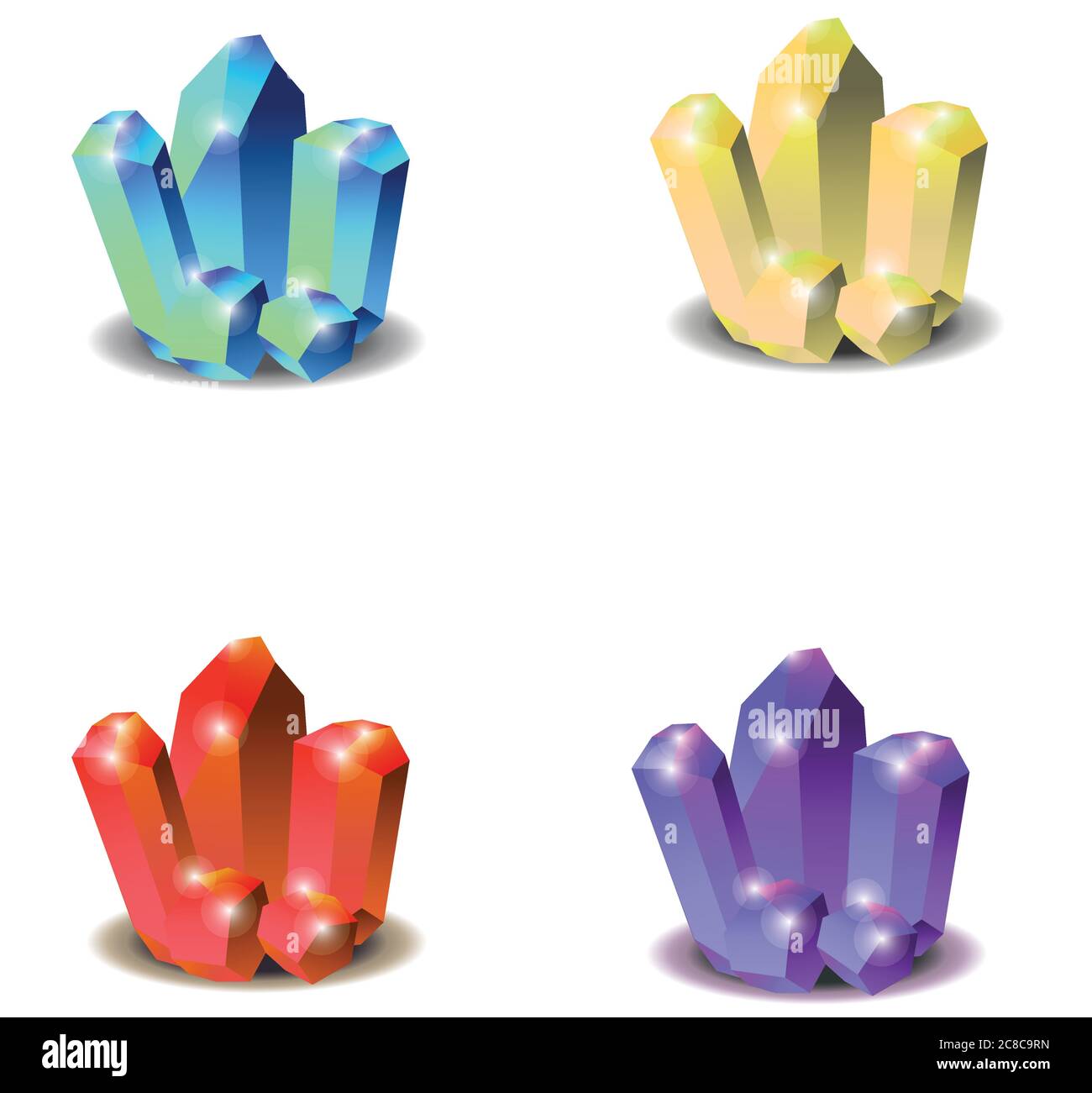Crystal and mineral set collection. Isolated elements. Vector ...