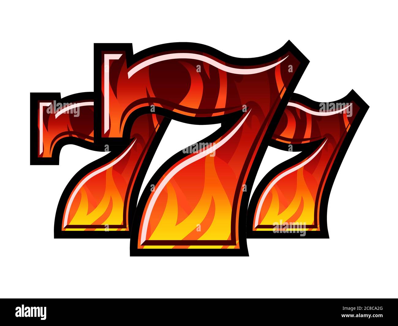Triple Lucky Sevens with highlights and shadows - color vector ...