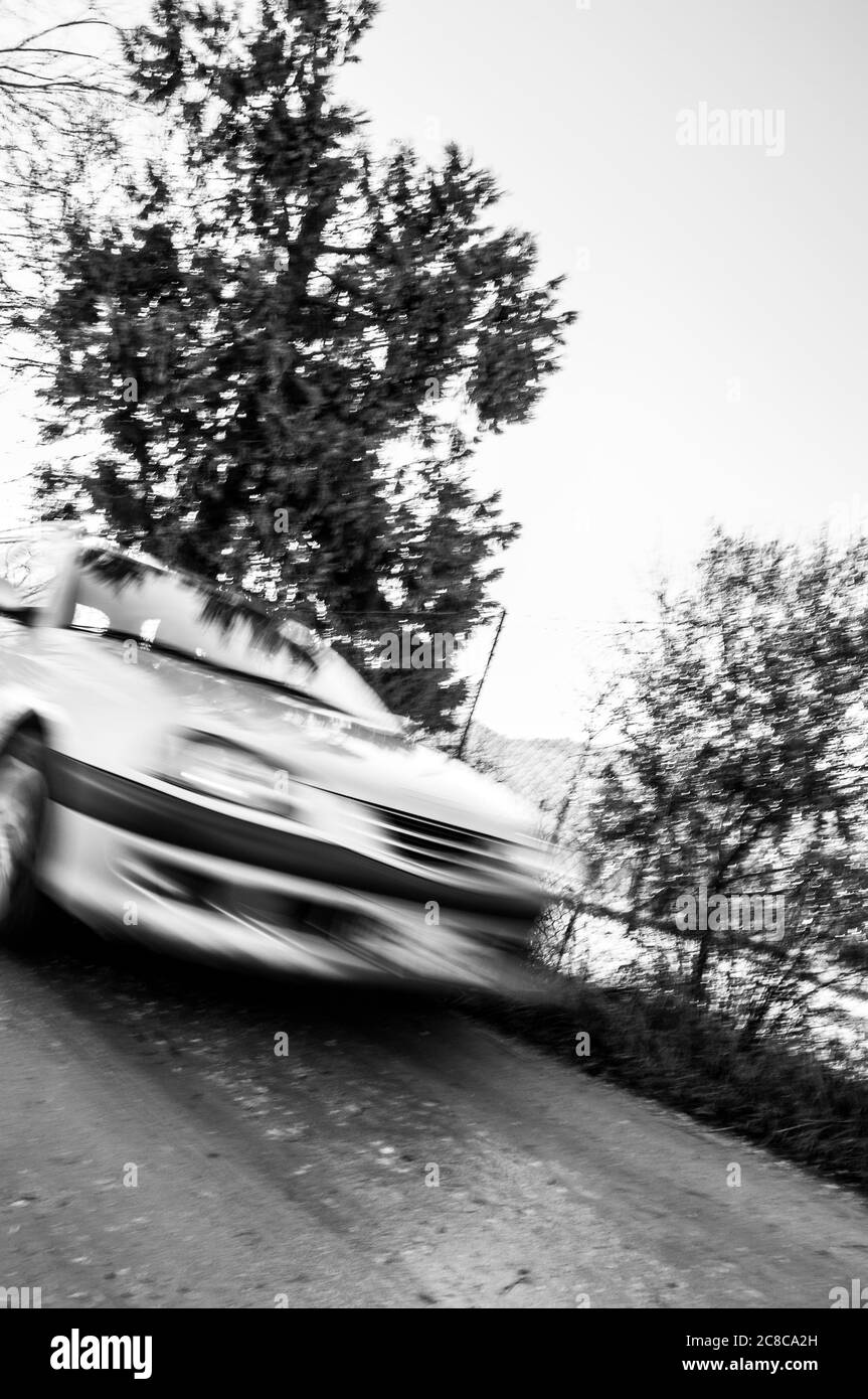 moving car in country road, motion blur effect Stock Photo - Alamy