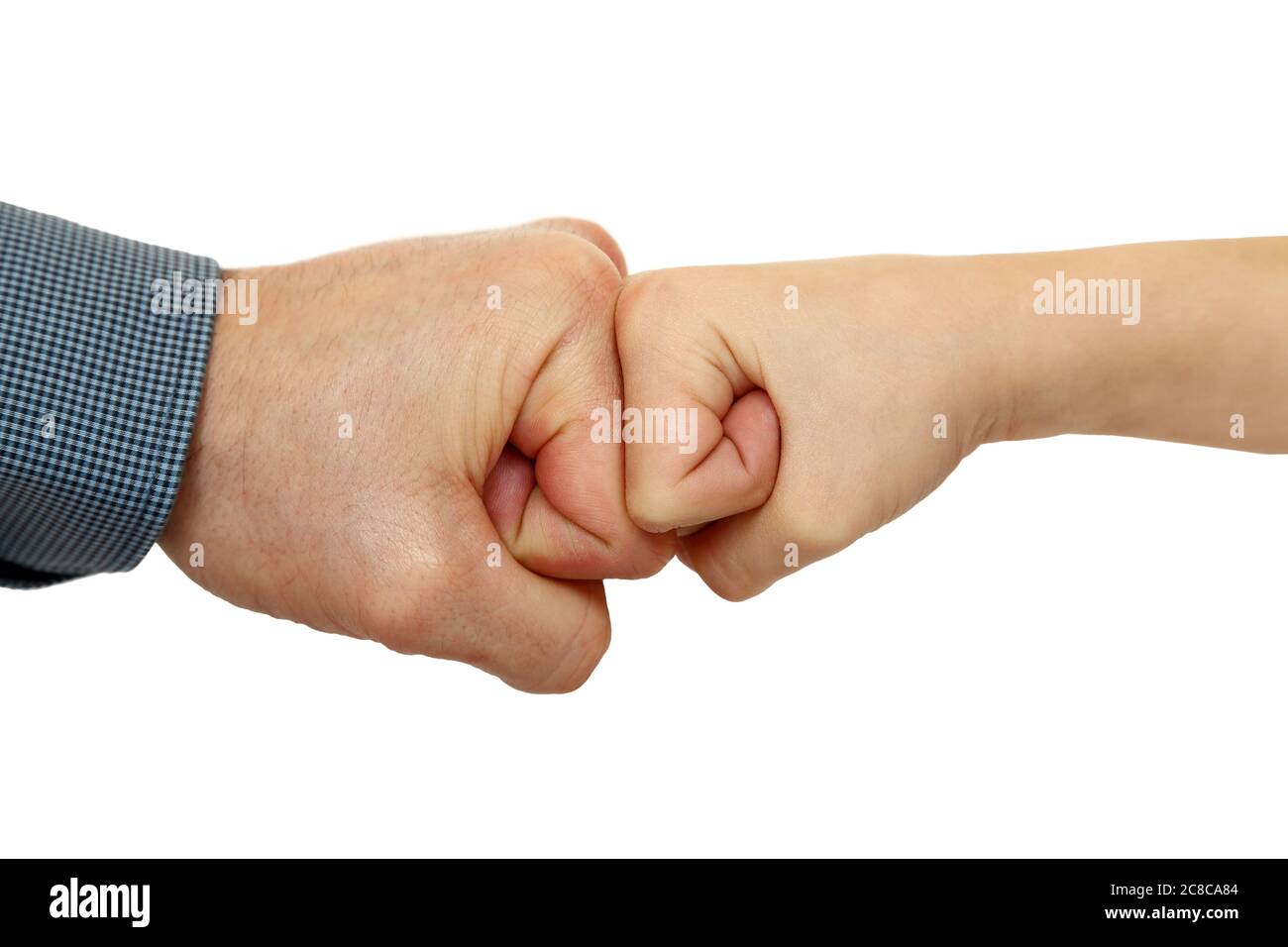 father and son punching on white Stock Photo - Alamy