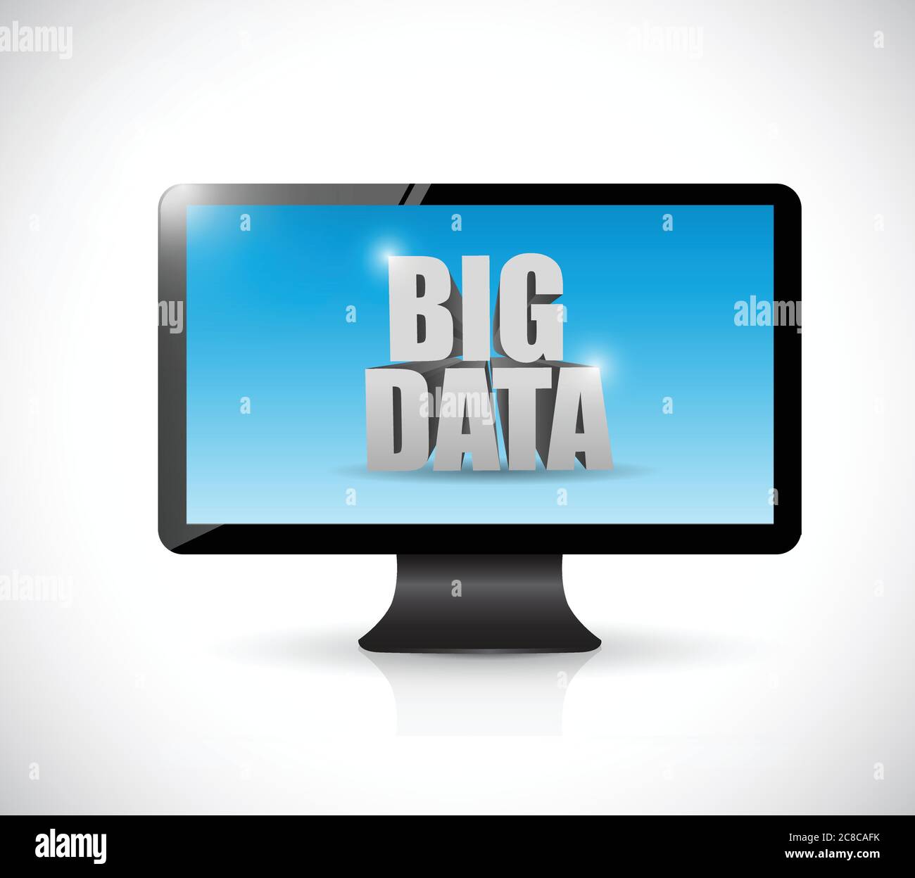 Screen and big data message illustration design over a white background ...