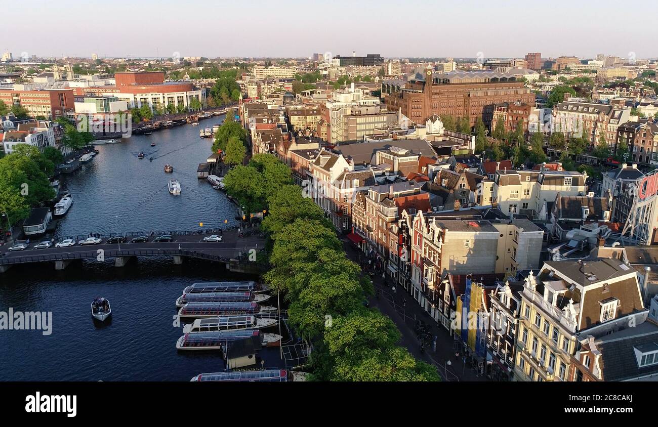 Amsterdam, Netherlands aerial view. Famous dutch canal and panorama of ...