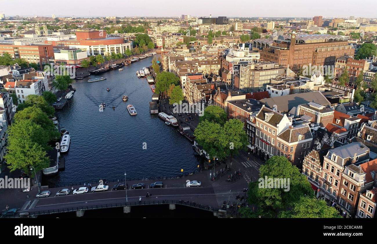 Amsterdam, Netherlands aerial view. Famous dutch canal and panorama of ...
