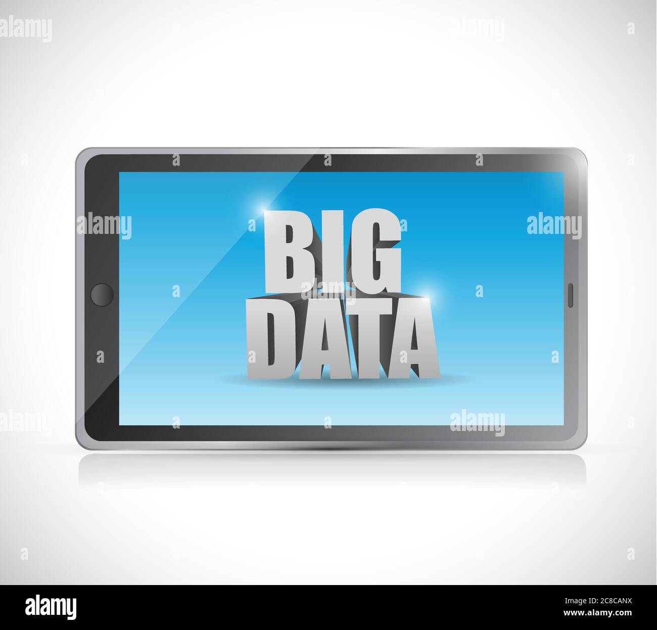 Tablet and big data message illustration design over a white background ...