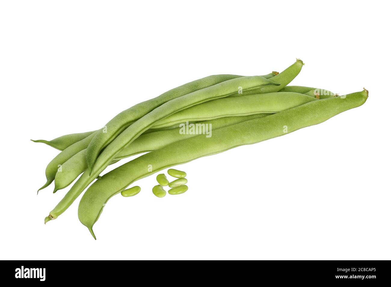 fresh runner beans on white Stock Photo - Alamy