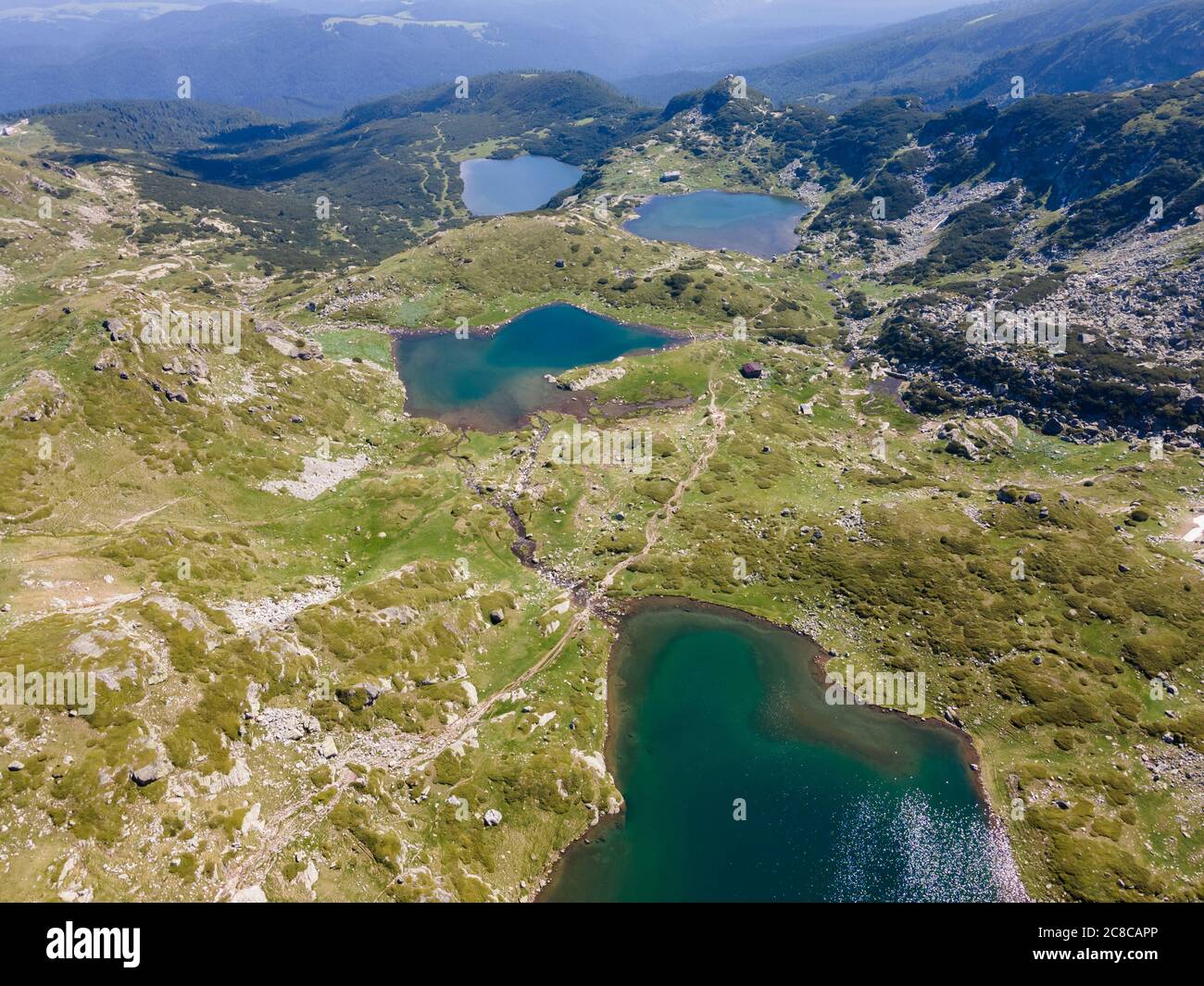 Aerial view of The Seven Rila Lakes, Rila Mountain, Bulgaria Stock ...