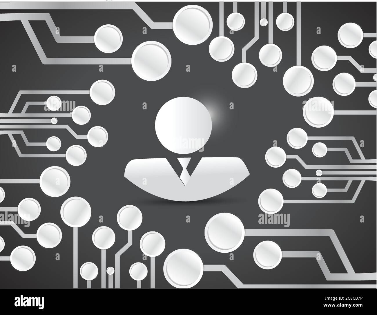 Circuit board and avatar illustration design over a black background ...
