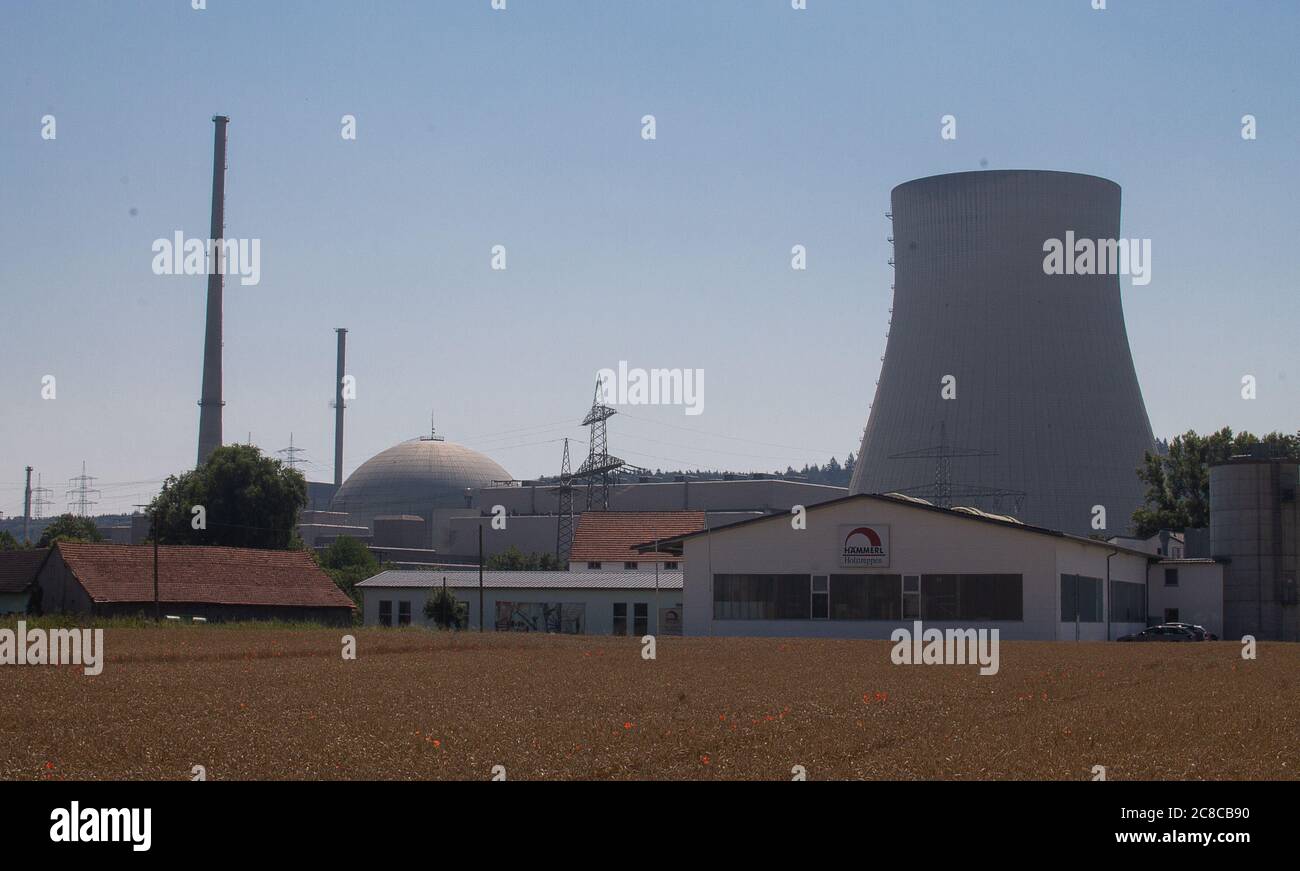 On the right the cooling tower in the middle the reactor dome and on ...