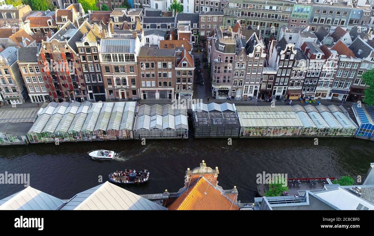 Amsterdam, Netherlands aerial view. Famous dutch canal and panorama of ...