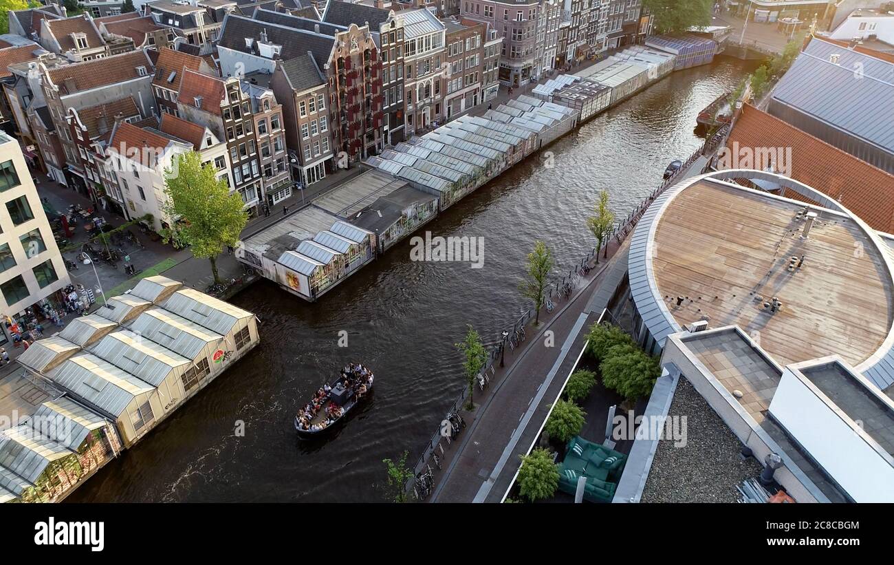 Amsterdam, Netherlands aerial view. Famous dutch canal and panorama of ...