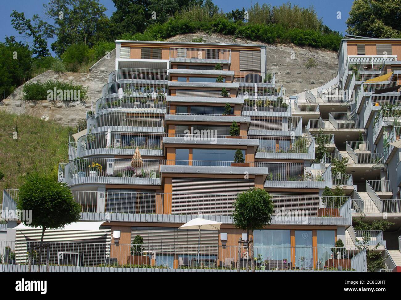 A house built as a terrace house on a steep slope Stock Photo - Alamy