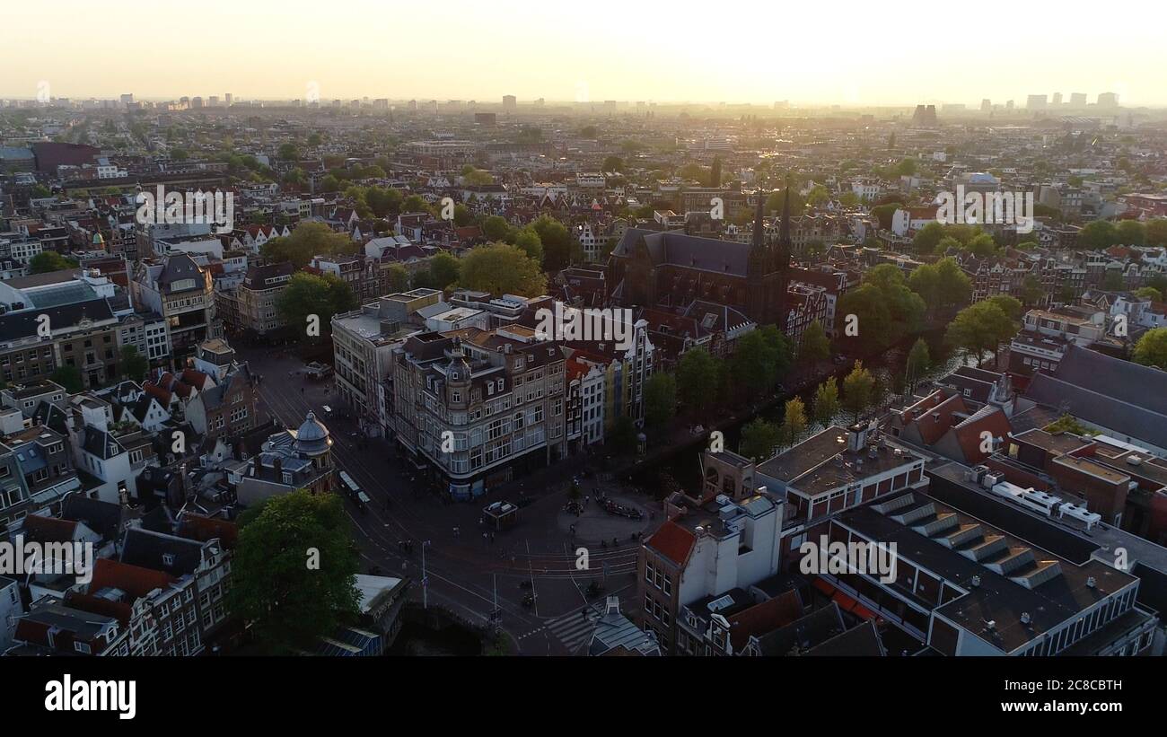 Panoramic aerial view of Amsterdam in Netherlands, Europe. View above ...