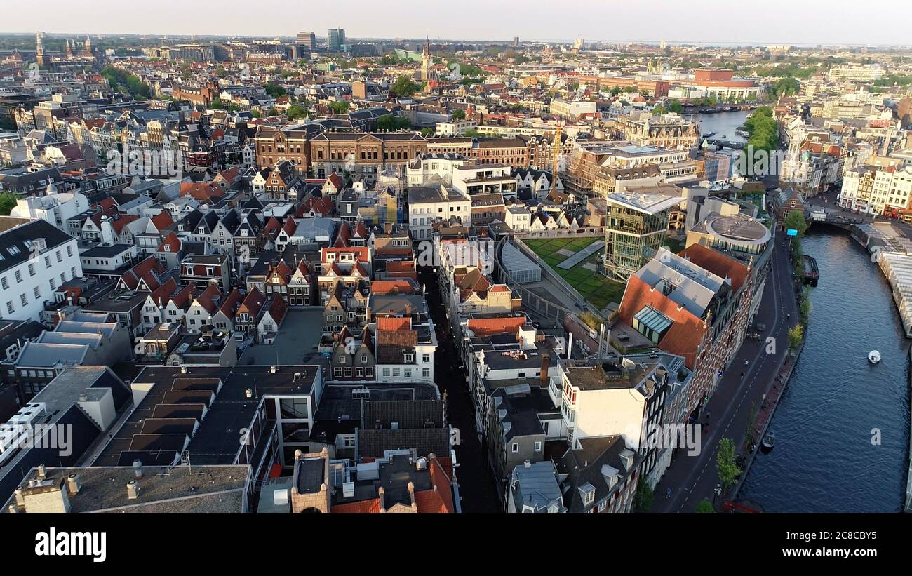 Amsterdam, Netherlands aerial view. Famous dutch canal and panorama of ...