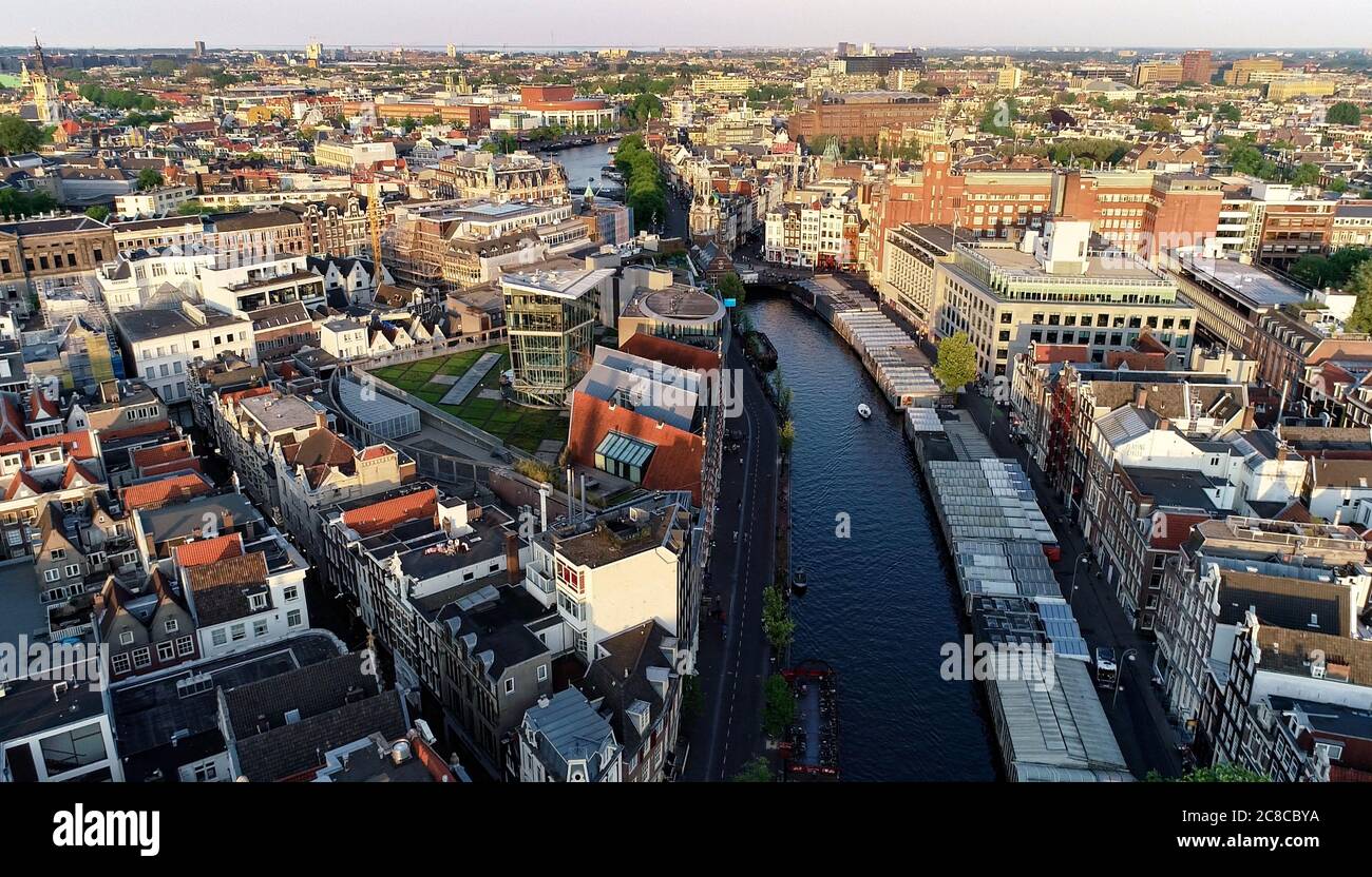 Amsterdam, Netherlands aerial view. Famous dutch canal and panorama of ...
