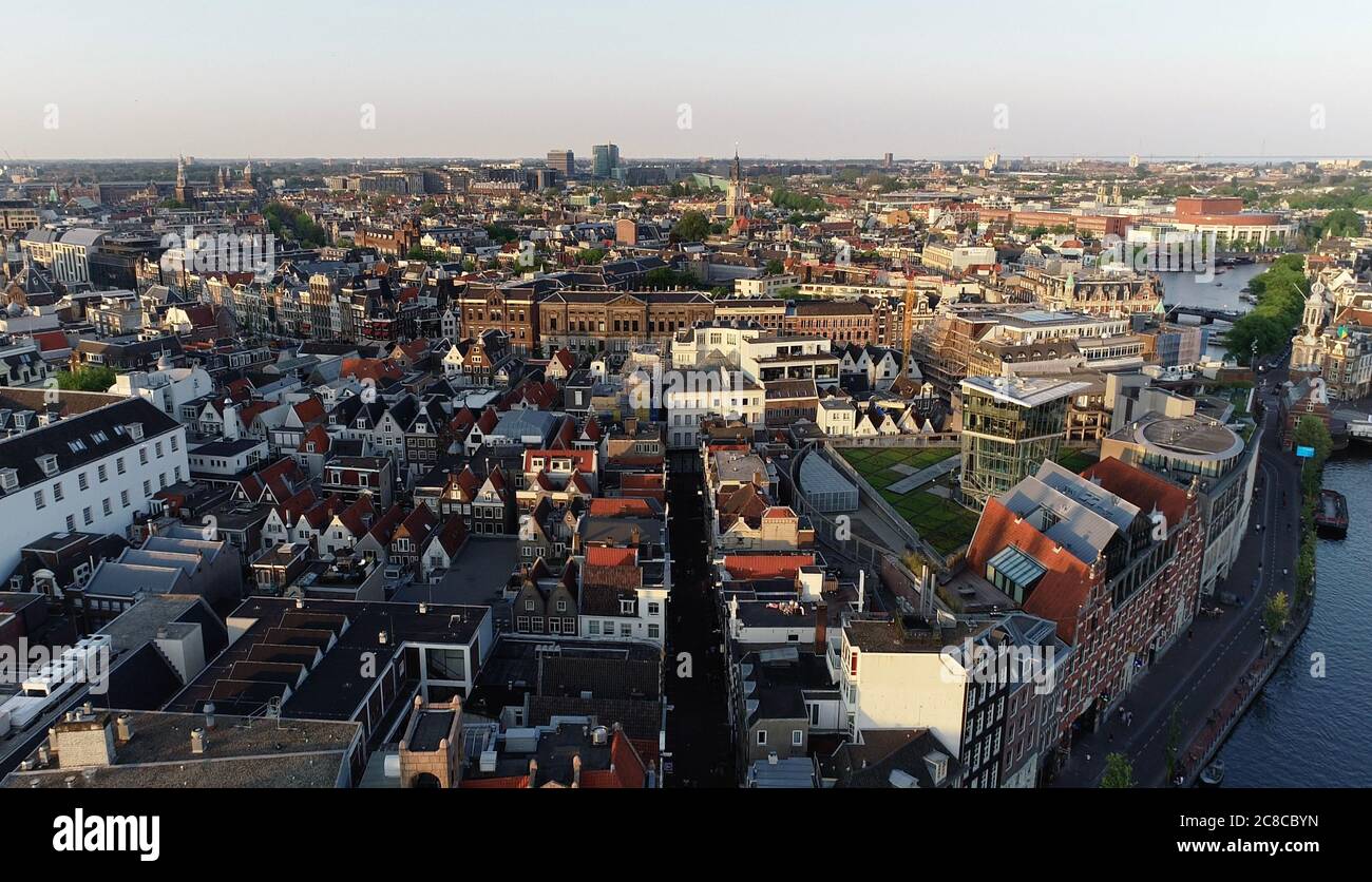 Panoramic aerial view of Amsterdam in Netherlands, Europe. View above ...