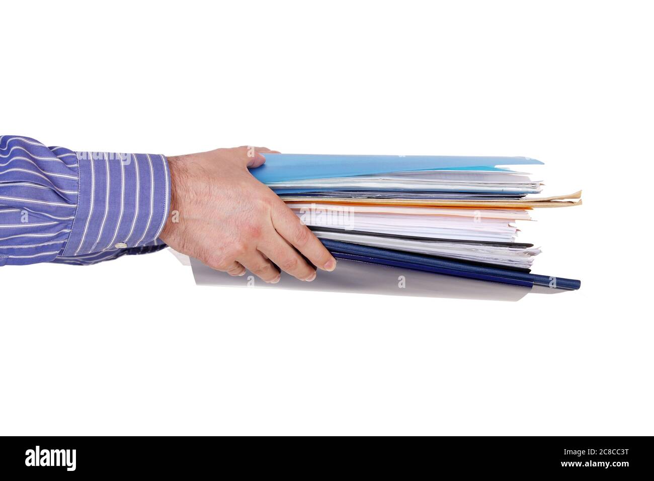hands with files and folders on white Stock Photo - Alamy