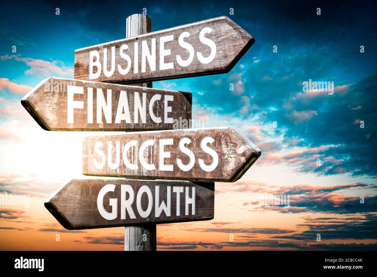 Business, finance, success, growth - wooden signpost, roadsign with ...