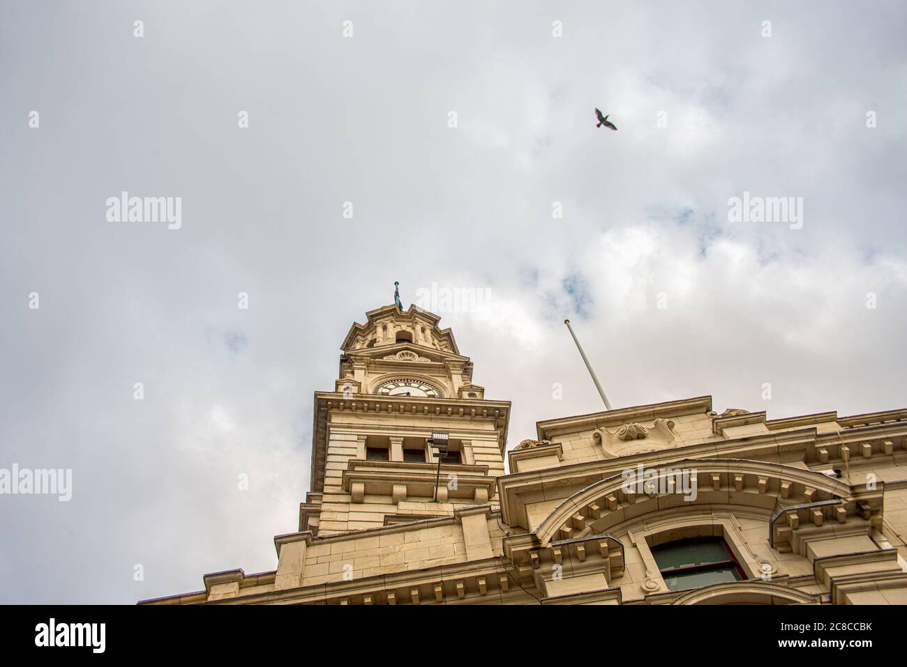 Auckland Town Hall building, and clock tower in Aotea Square, Queen ...
