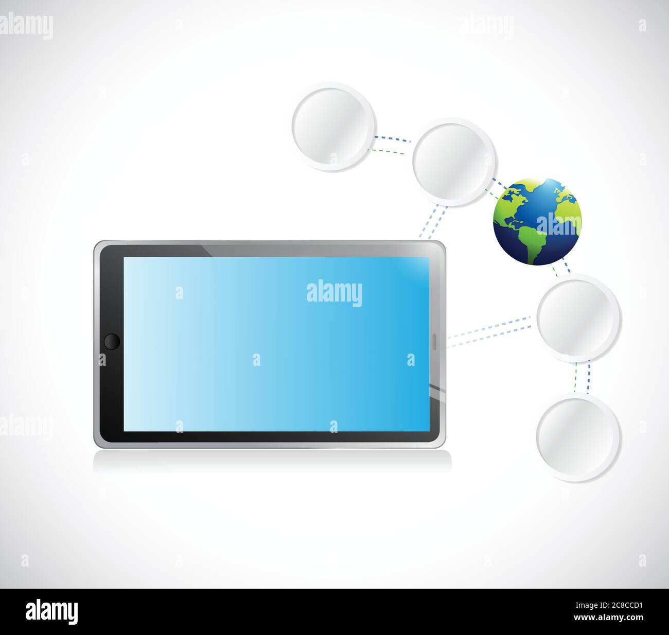 Tablet and connection link diagram over a white background Stock Vector ...
