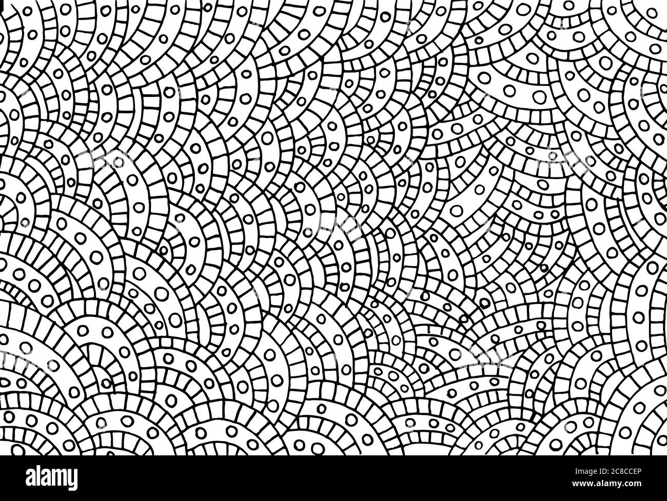 Coloring page for adults. Circles, waves and stripes. Ink graphi Stock ...