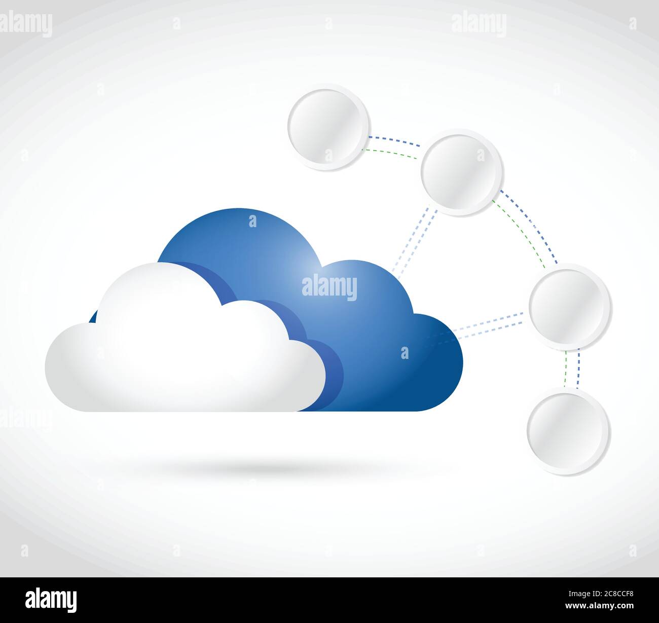 Cloud computing and connection link diagram over a white background ...