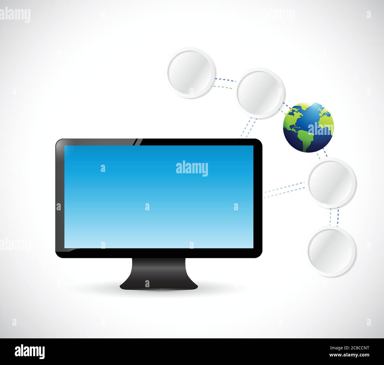 Monitor and connection link diagram over a white background Stock ...