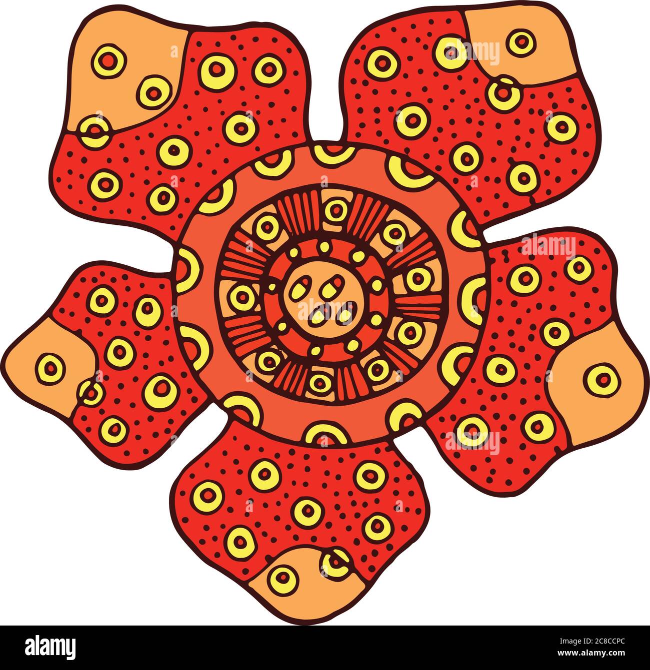 Rafflesia flower isolated element. Cartoon color flower. Hand dr Stock ...