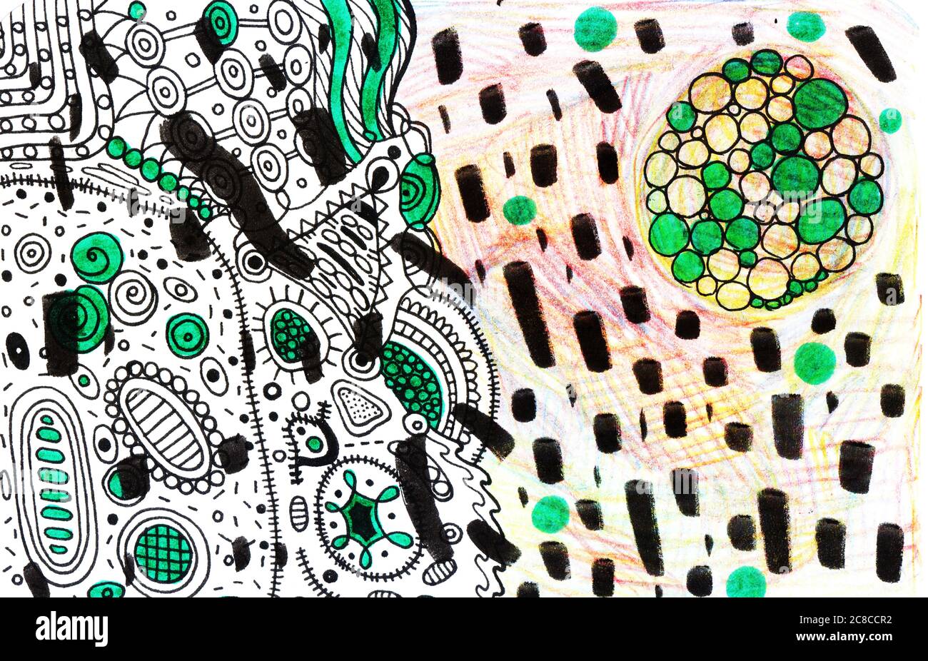 Abstract sketch background. Marker and ink surreal psychedelic cartoon ...