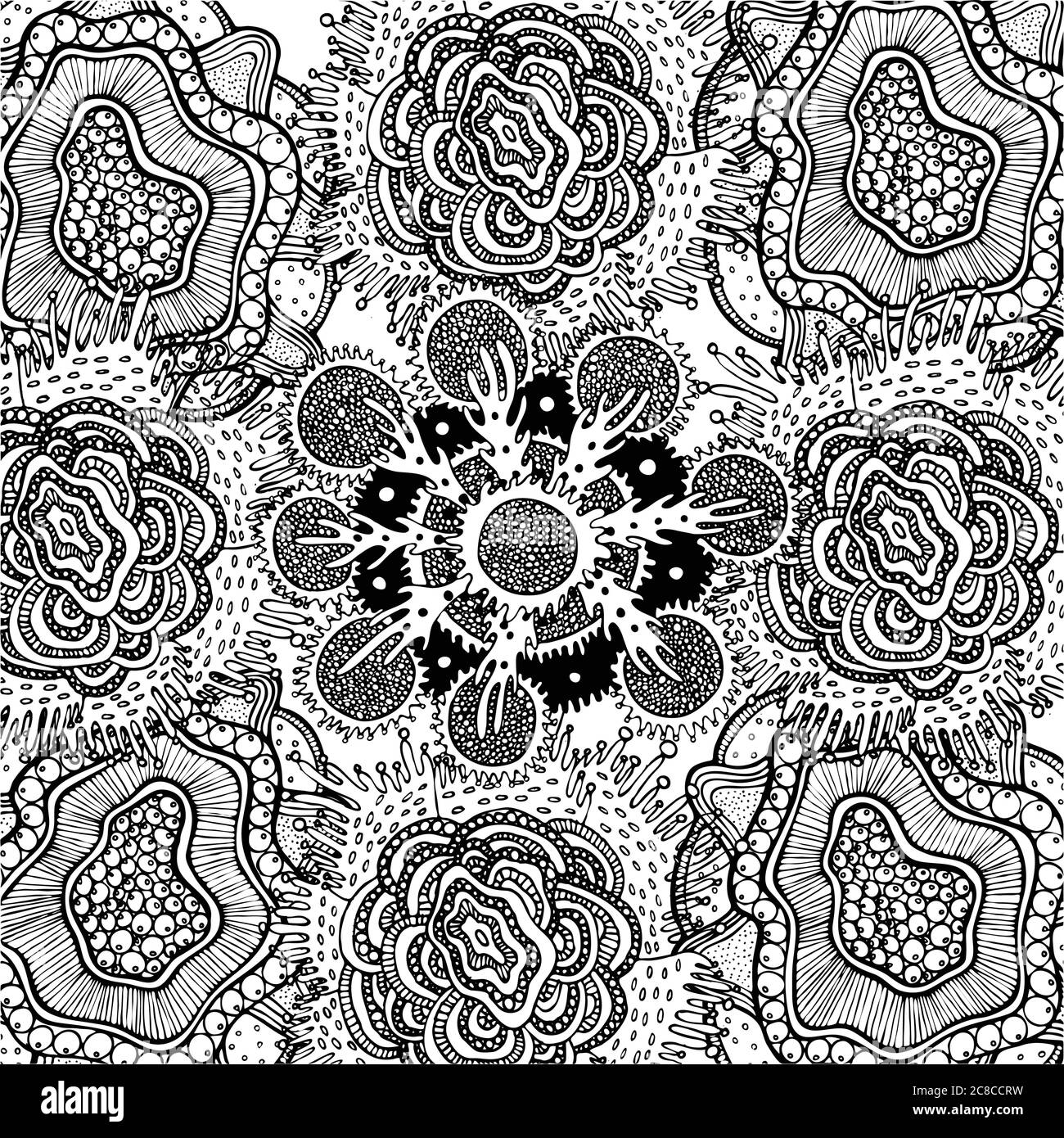Boho tribal flowers - coloring page for adults. Doodle cartoob ...