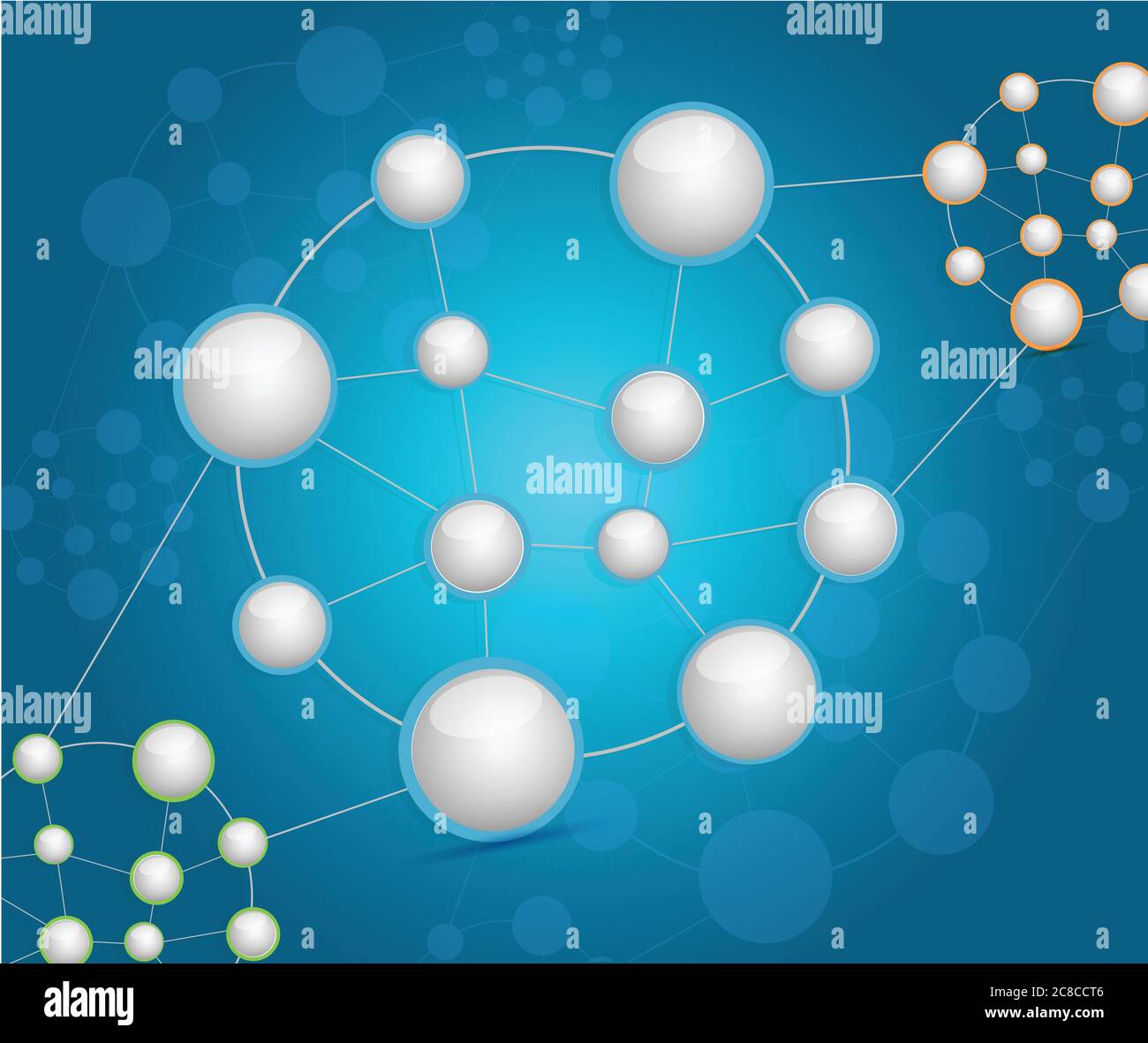 Sphere network diagram illustration design over a blue background Stock ...
